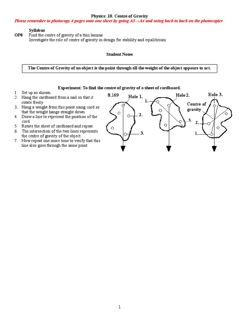Centre of Gravity | PDF