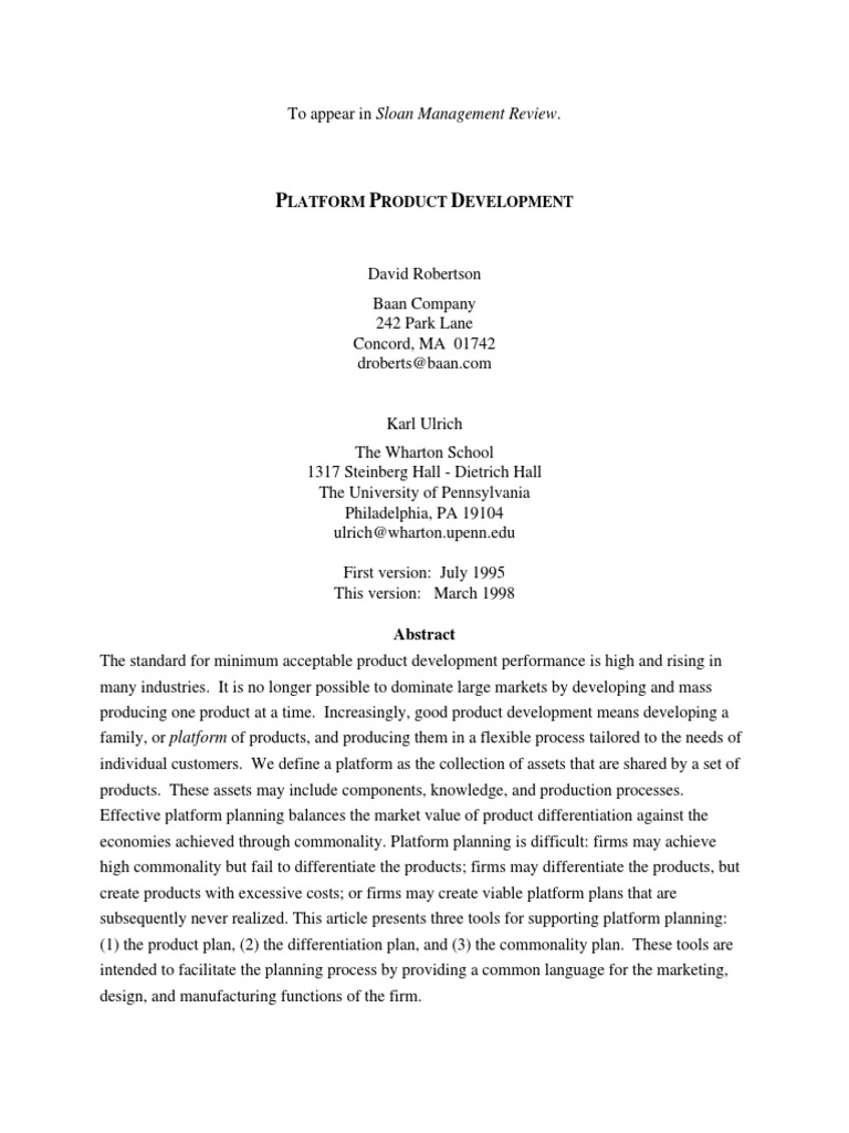 Effective Platform Product Development Tools | PDF