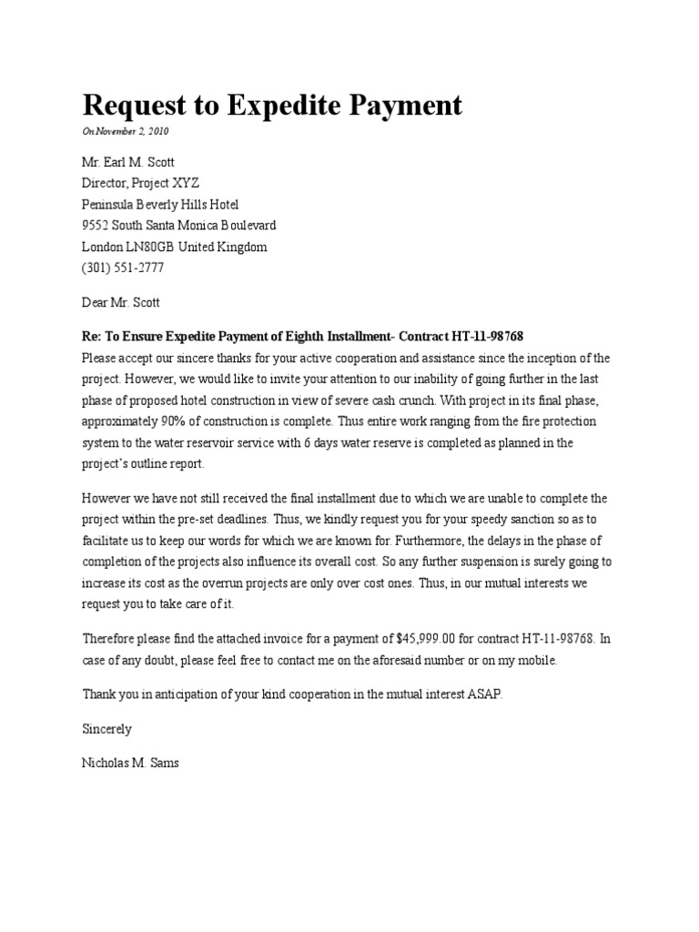 Expedite Payment Request for Installment | PDF