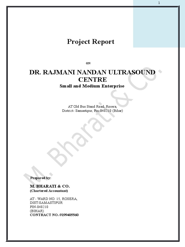 Project Report On Ultrasound Machine | PDF | Health Care | Expense