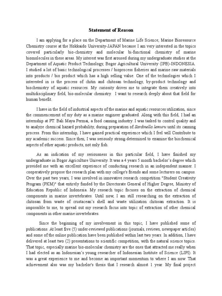 Statement of Reason | PDF | Tissue Engineering | Science