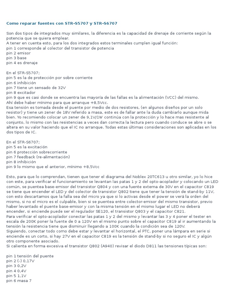 Reparación de IC STR-S5707 y STR-S6707 | PDF | Transistor | Equipo ...
