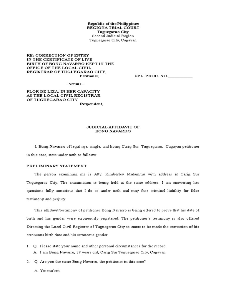 Judicial Affidavit Correction of Enrty | Affidavit | Judiciaries