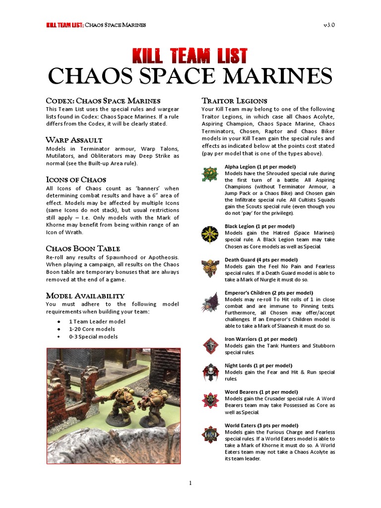 Kill Team List - Chaos Space Marines v3.0 | Download Free PDF ...
