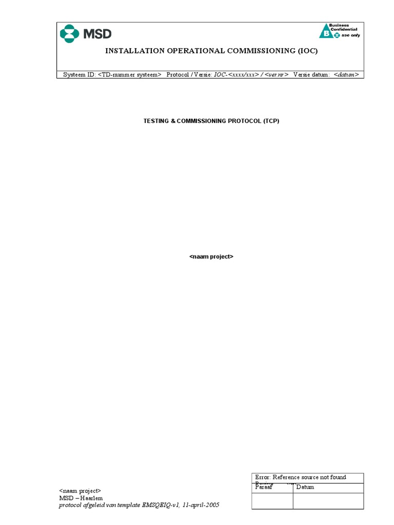 Commissioning & Testing Protocol | Verification And Validation ...