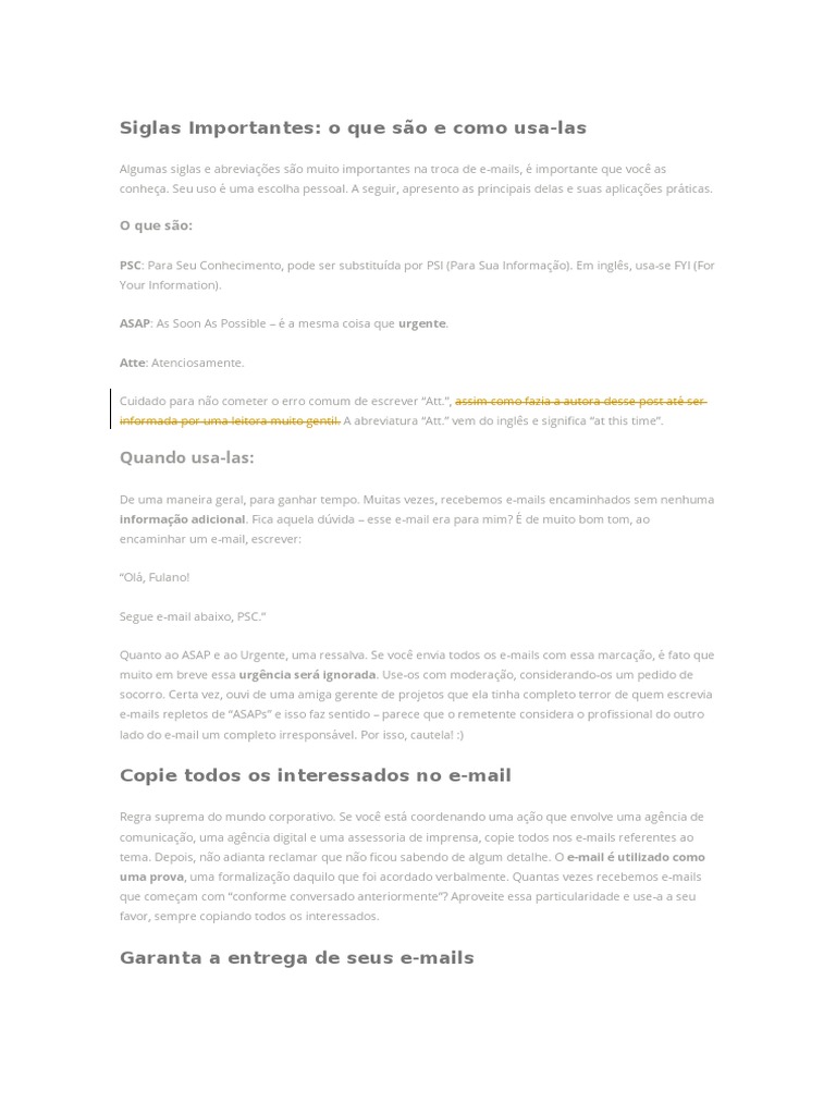 Siglas Importantes | PDF | E-mail | Informação