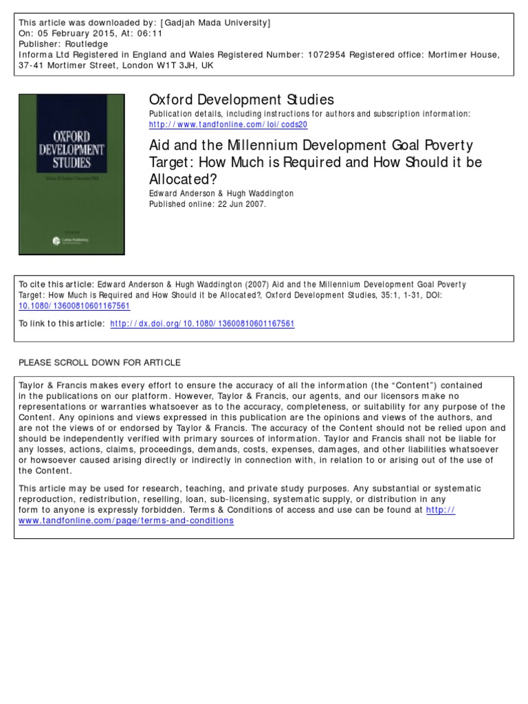 Oxford Development Studies | PDF | Aids | Millennium Development Goals
