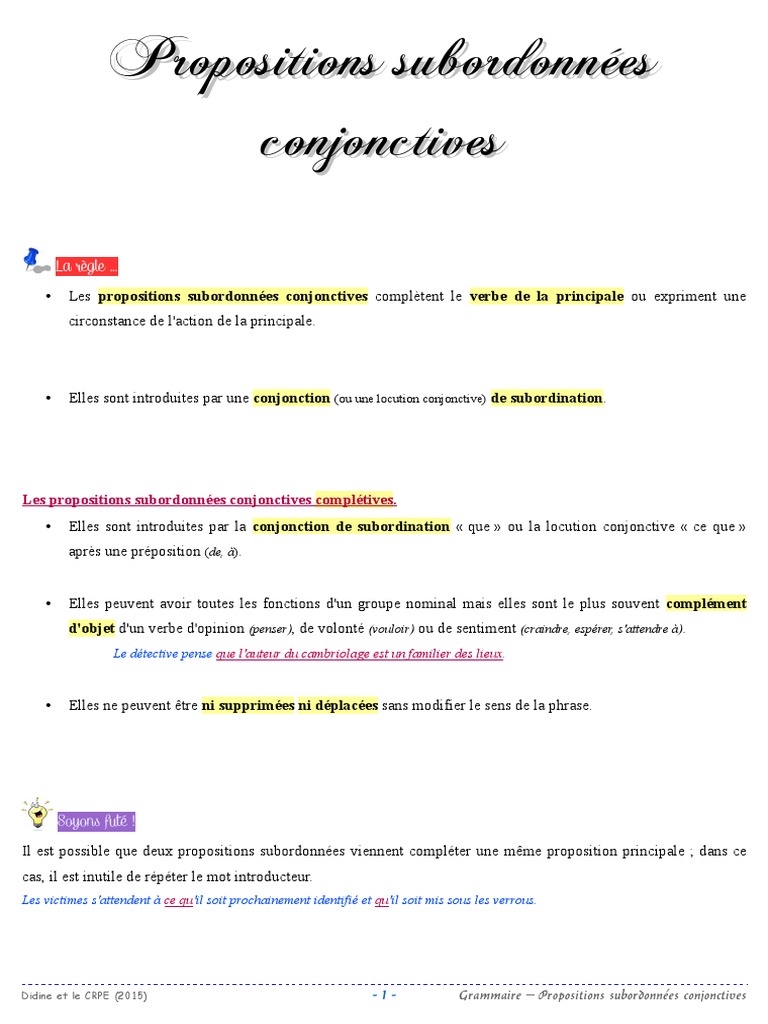 Propositions Subordonnees Conjonctives | PDF