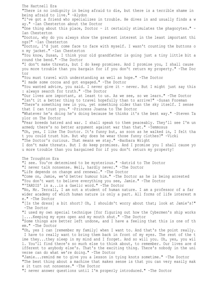 Doctor Who Quotes | PDF | The Doctor (Doctor Who) | Time Travel ...
