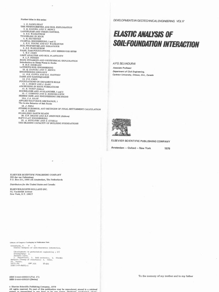Elastic Analysis of Soil-Foundation Interaction-Selvadurai PDF | PDF