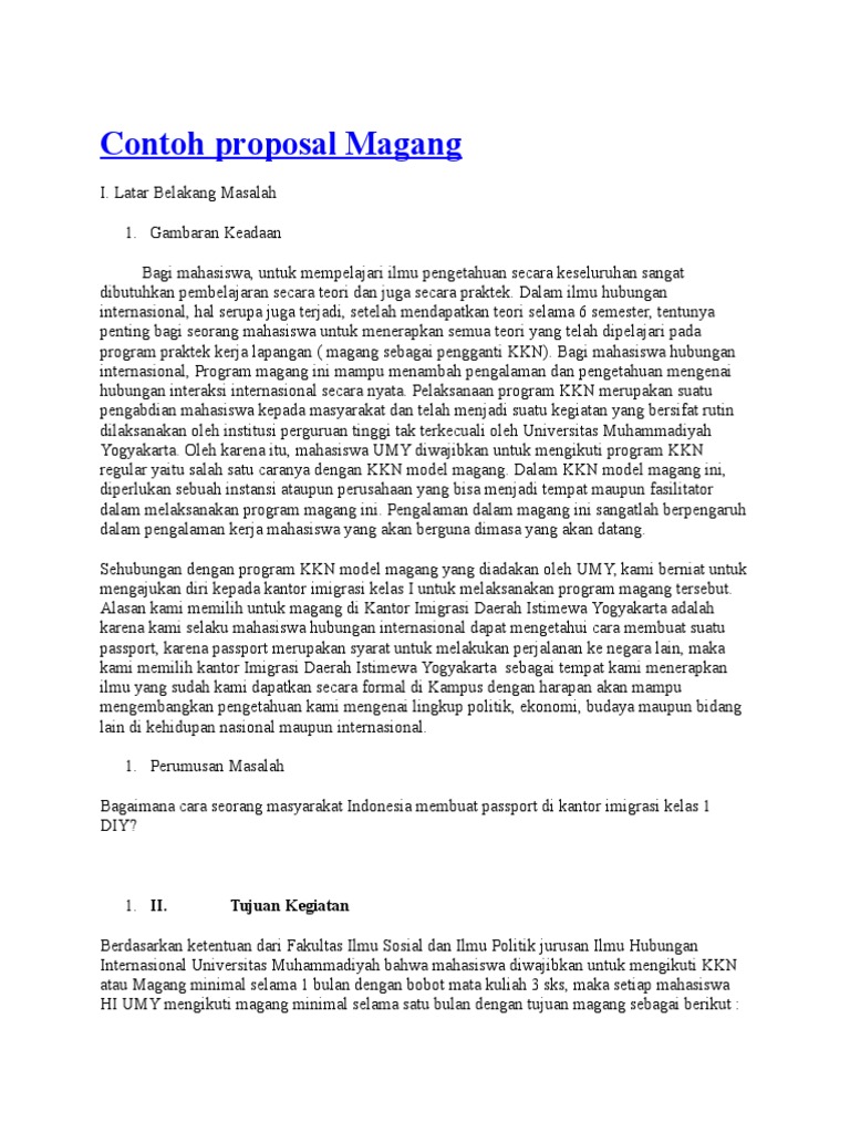 Contoh Proposal Magang | PDF