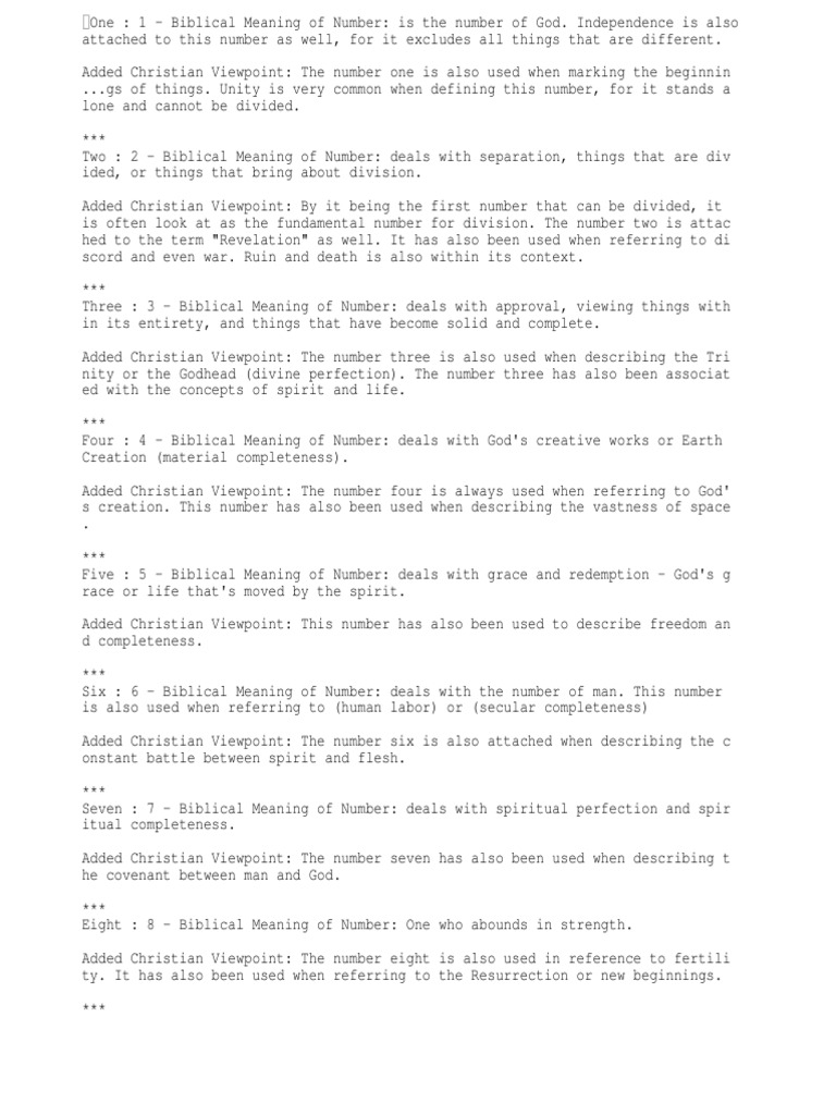 Biblical Numerics Meanings | PDF | Divinity | Bible