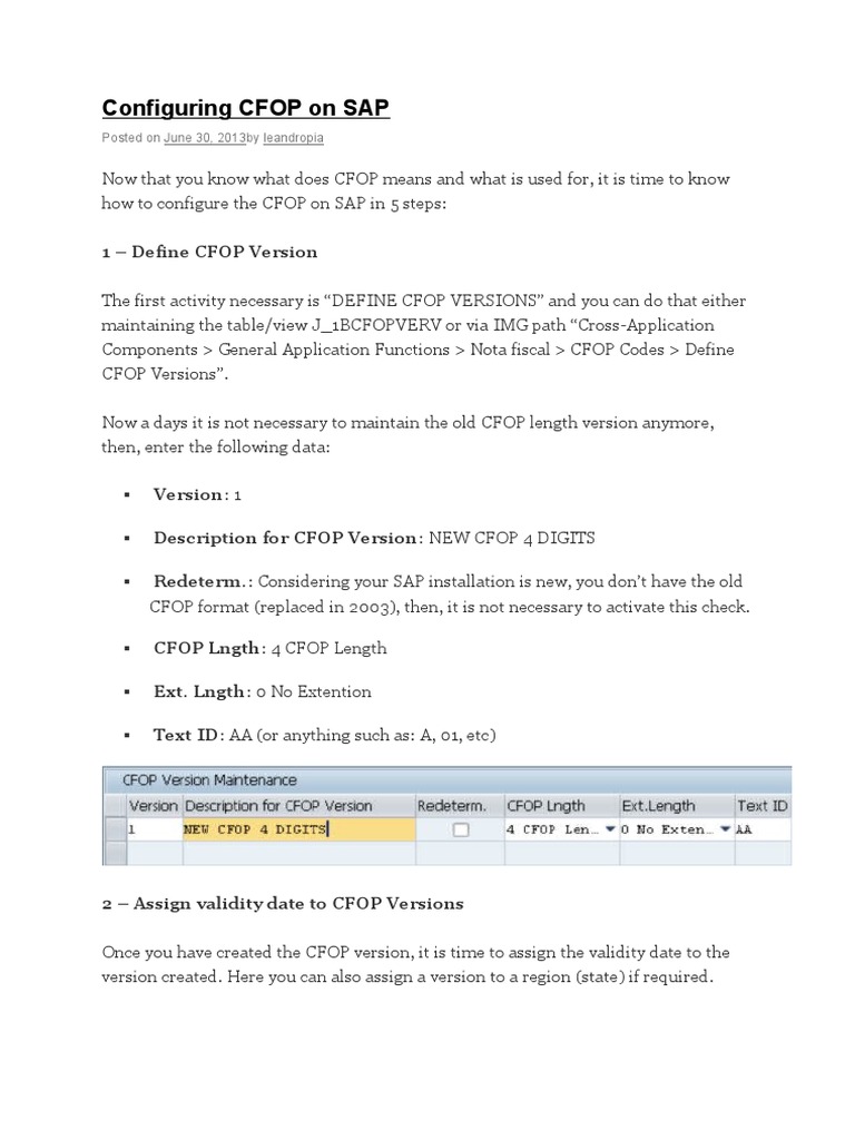 Configuring CFOP Codes in SAP | PDF | Receipt | Invoice