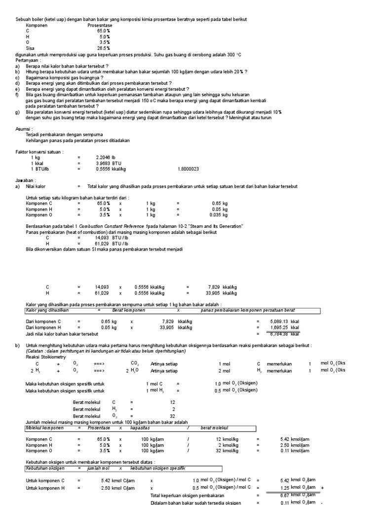 Contoh Pembakaran Di Boiler | PDF