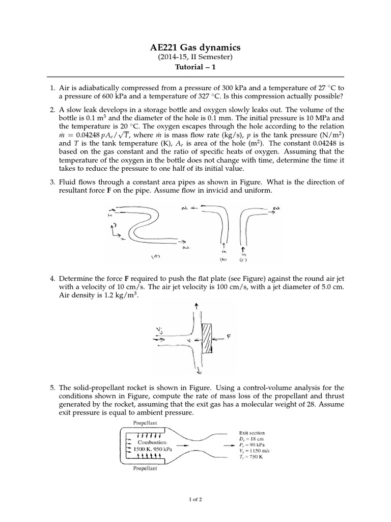 Gas Dynamics Tutorial Pdf Fluid Dynamics Jet Engine