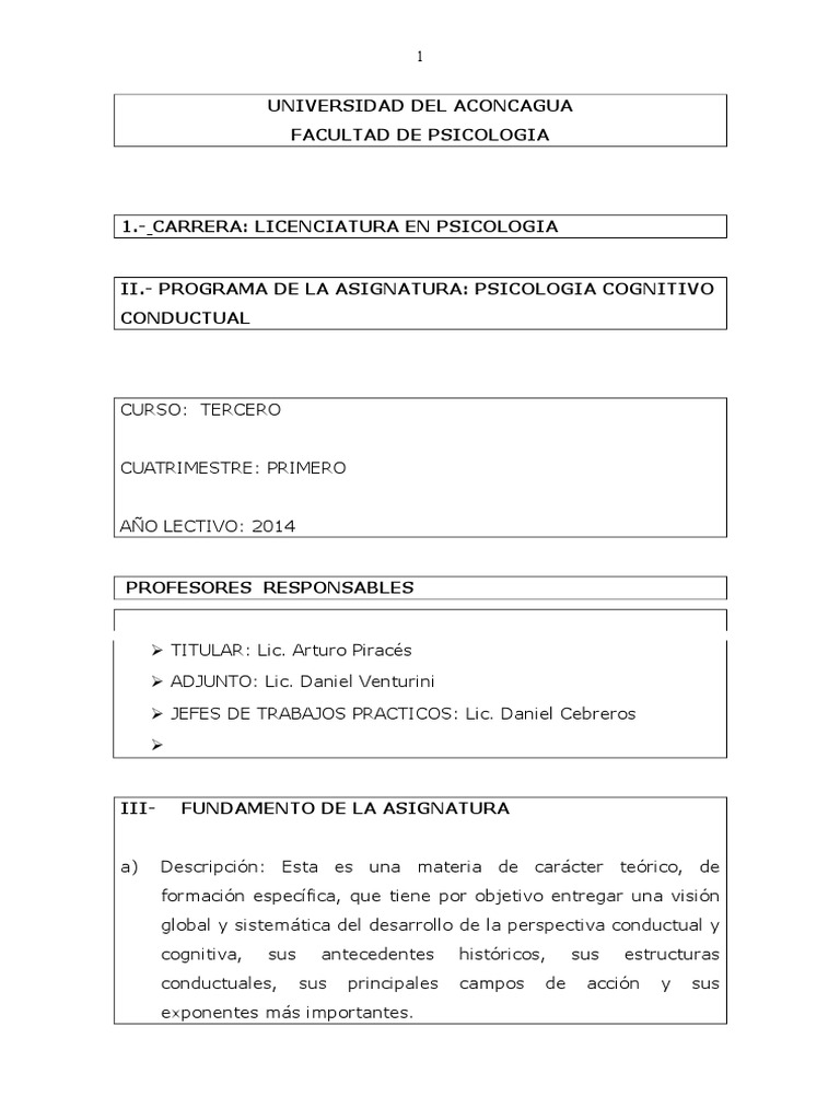 Modelo Programa Cognitivo Conductual 2014 UDA | PDF | Terapia cognitiva ...