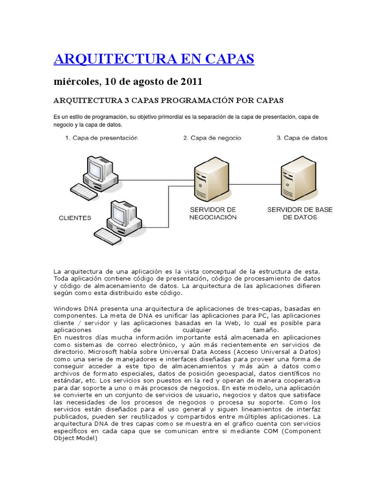 Arquitectura en Capas | PDF | Software de la aplicacion | Red de ...