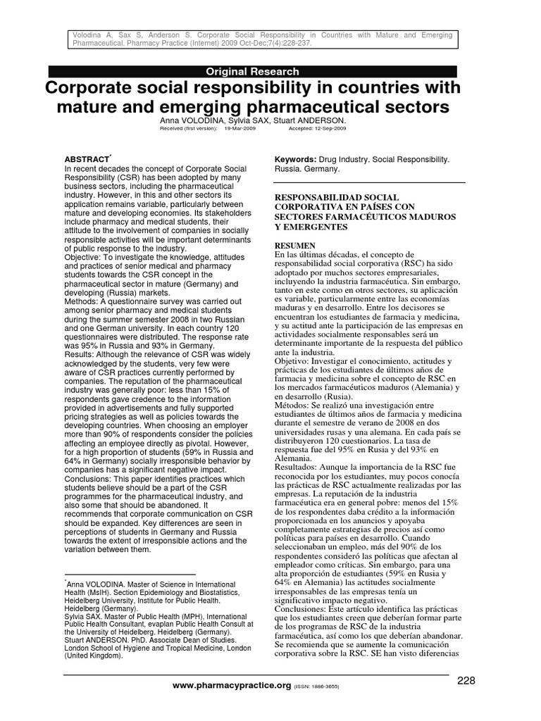 228-237 CSR Pharma PDF | PDF | Corporate Social Responsibility | Pharmacy