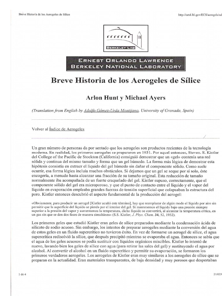 Articulo Aerogeles de Silice | PDF | Semiconductores y componentes activos