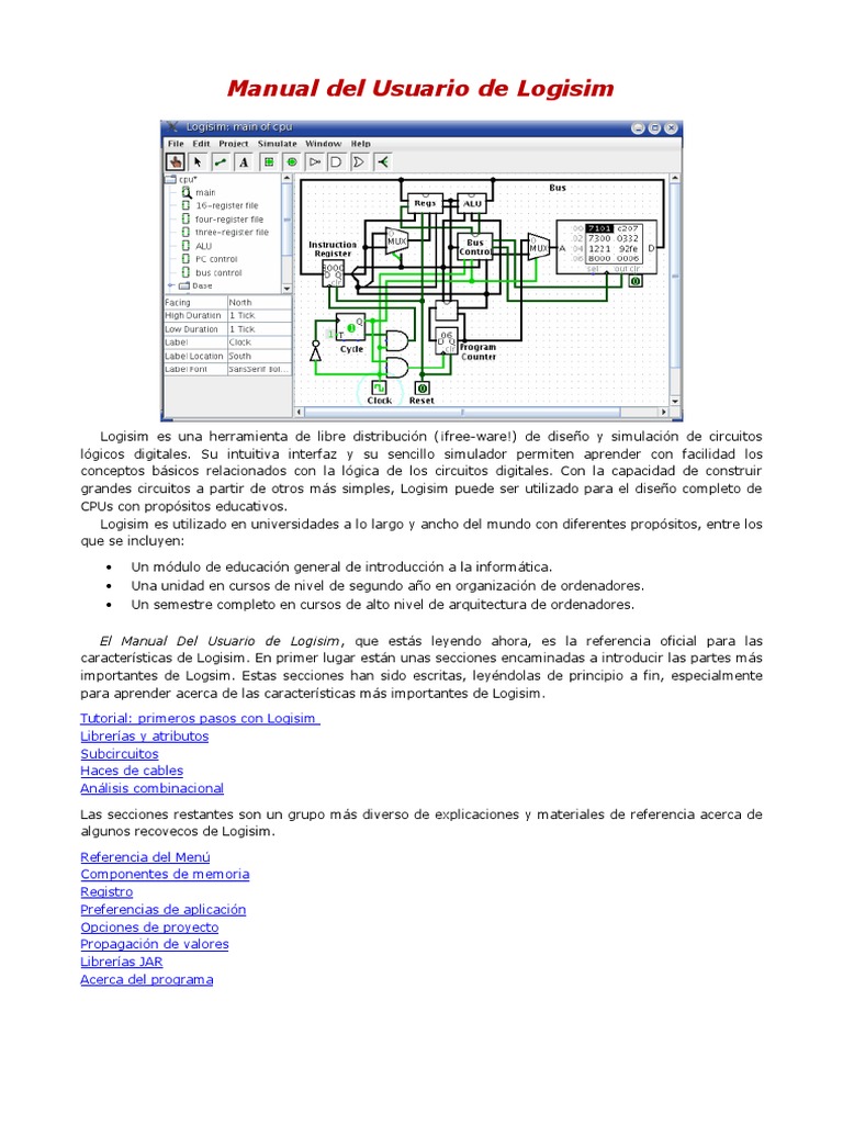 LogiSim Primeros Pasos | PDF | Poco | Puerta lógica