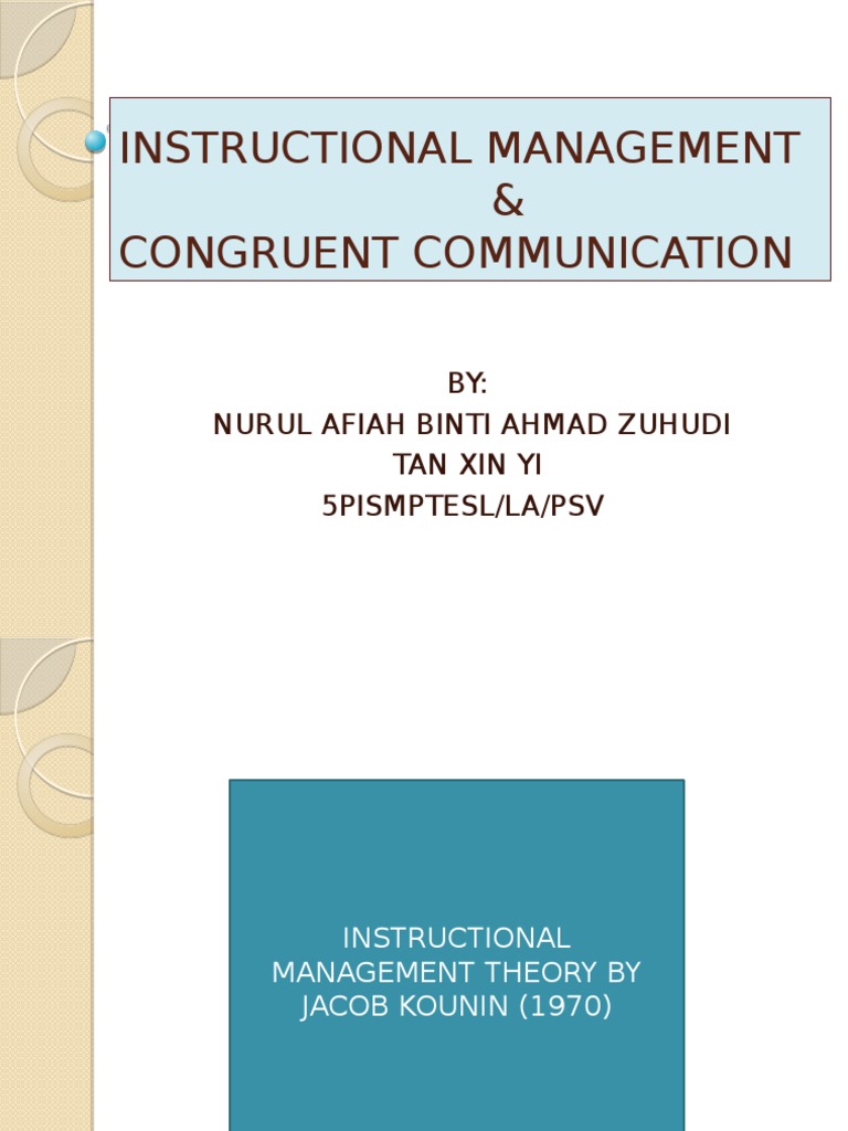 Instructional Management Vs Congruent Communication | PDF | Teachers ...