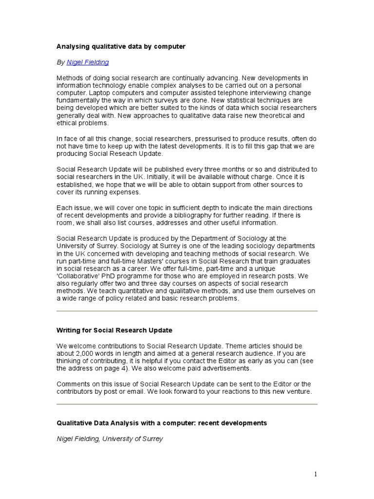 Computer-Assisted Qualitative Analysis | PDF | Qualitative Research ...