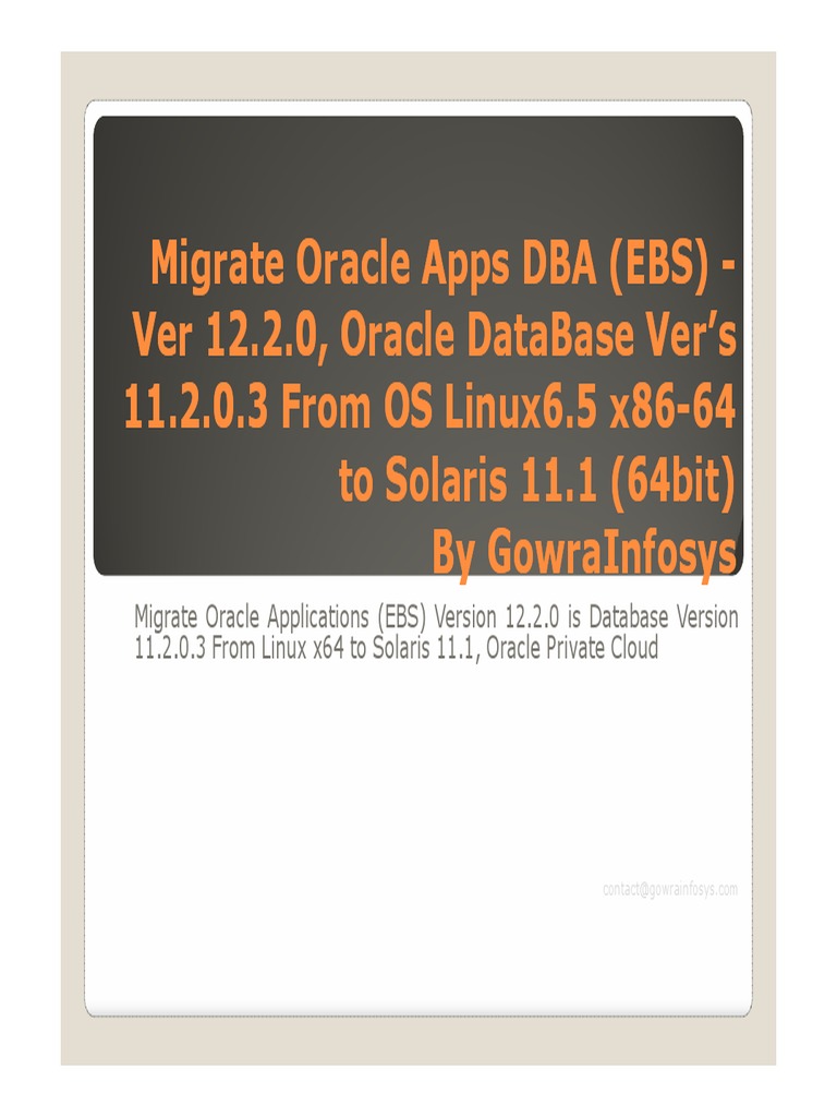Oracle EBS 12.2.0 DB Migrate To Solaris 11.1 (64 Bit) | PDF | Oracle Database | Databases