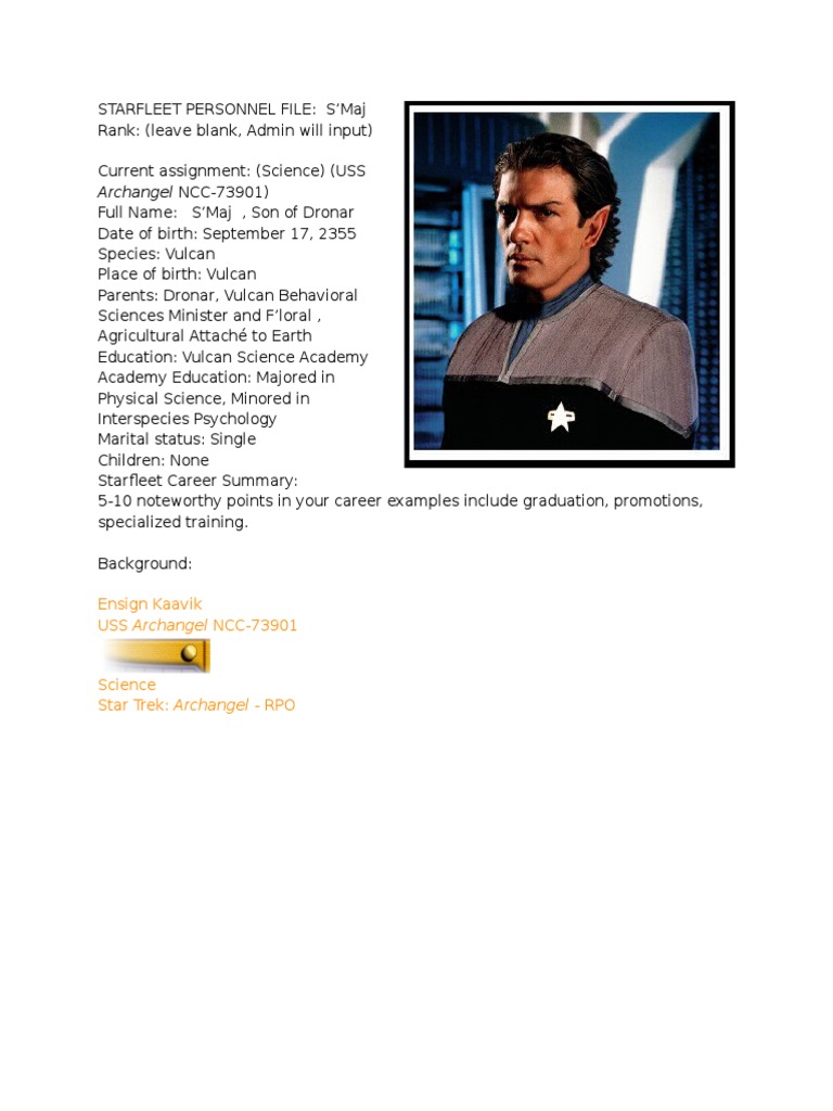 Rpo Starfleet Personnel File | PDF | Starfleet | Utopian Fiction