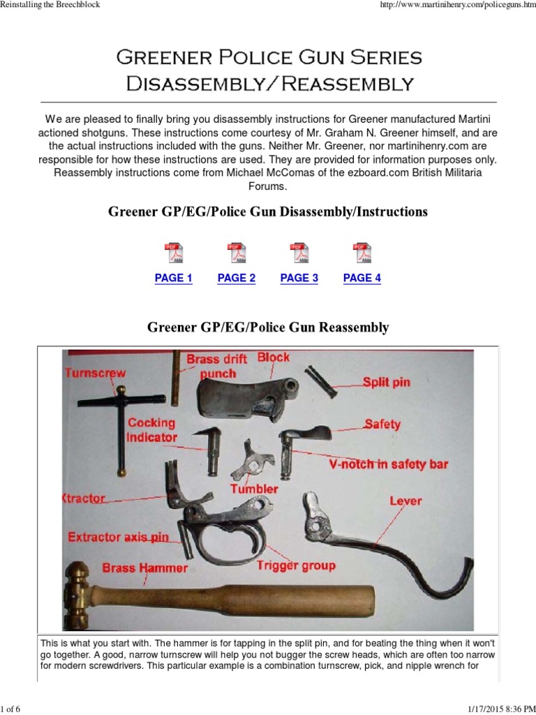 Greener GP EG Police Gun Reassembly | PDF | Military Equipment ...