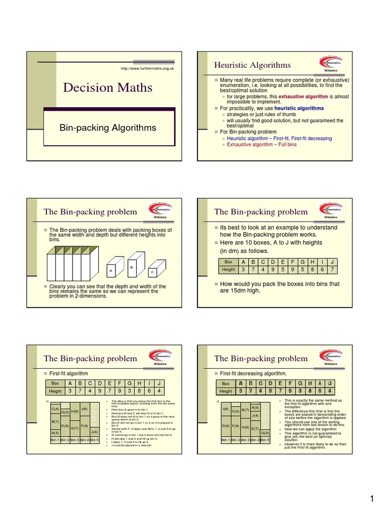 Bin Packing Algorithms | PDF | Mathematical Concepts | Algorithms