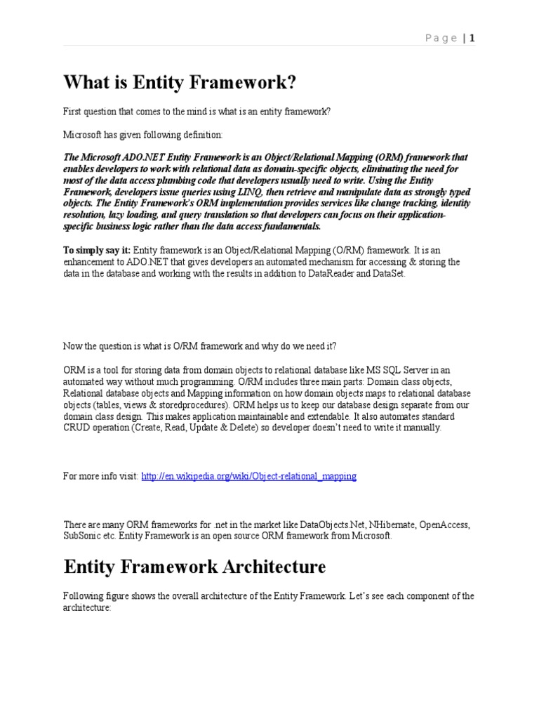 What Is Entity Framework PDF Entity Framework Language Integrated