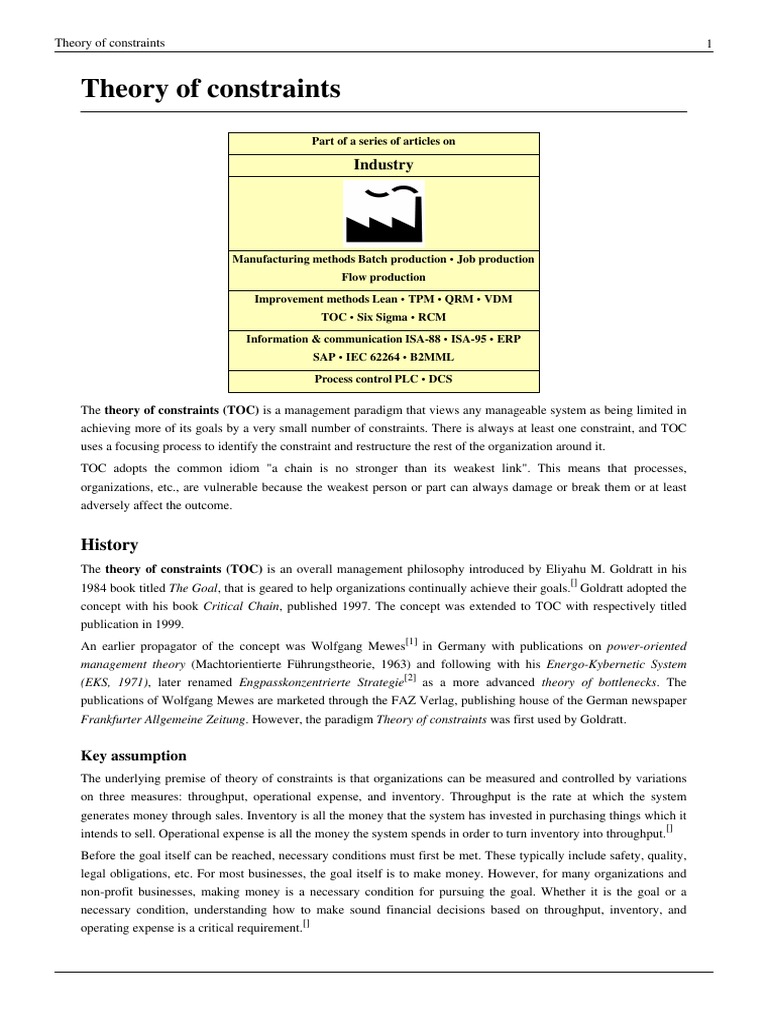 Theory of Constraints | PDF | Inventory | Business