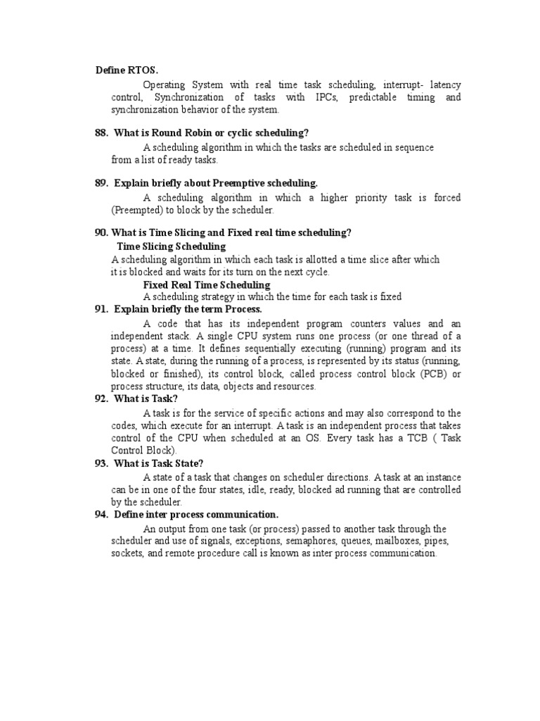 Embedded System - Unit 5 | PDF | Scheduling (Computing) | Process (Computing)