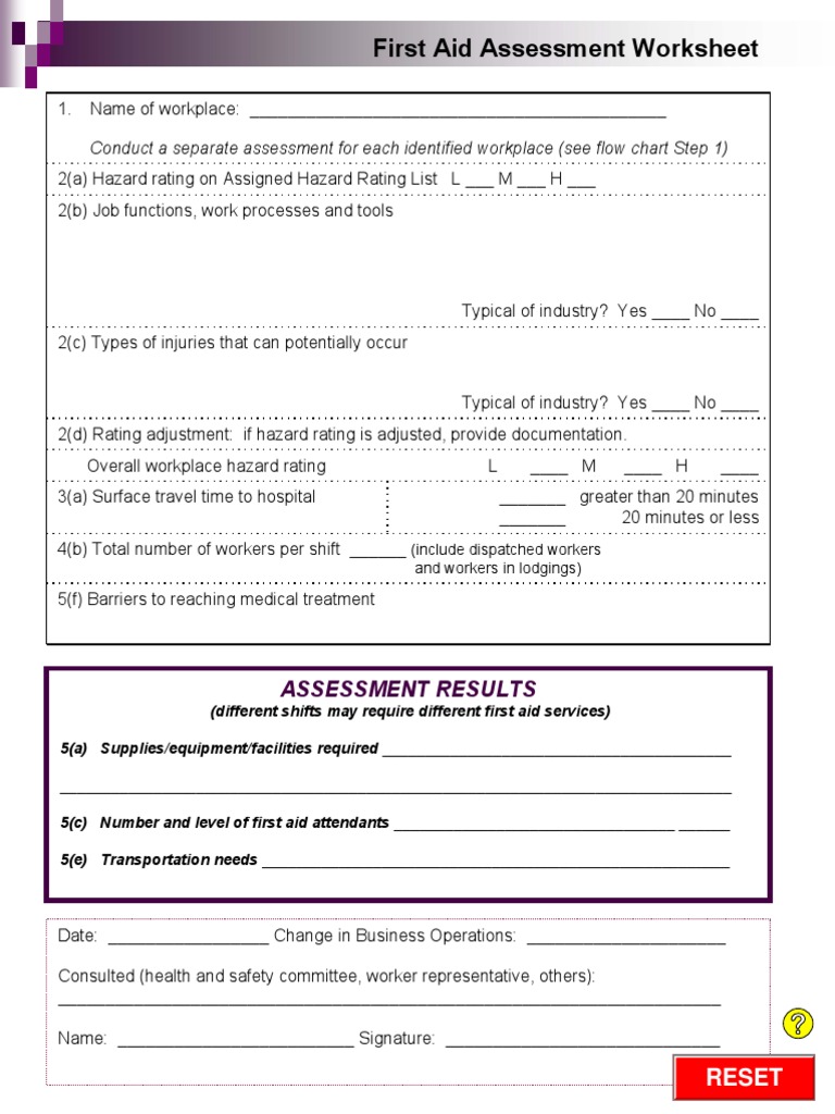 First Aid Assessment Worksheet Template | PDF | Teaching Methods ...
