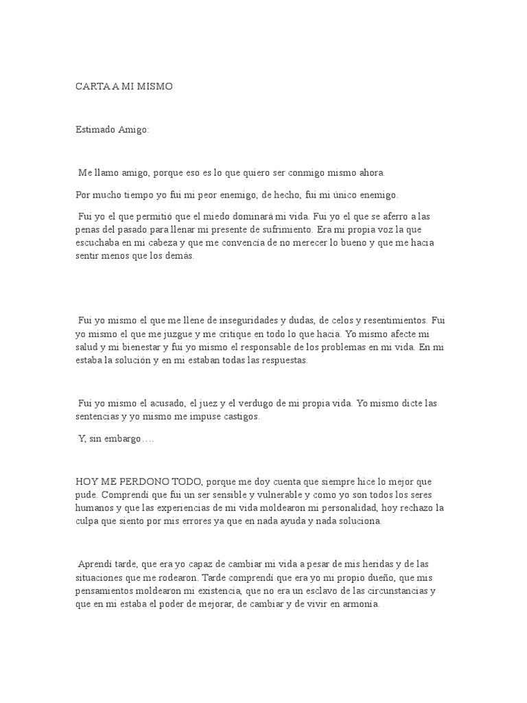 Carta A Mi Mismo | PDF
