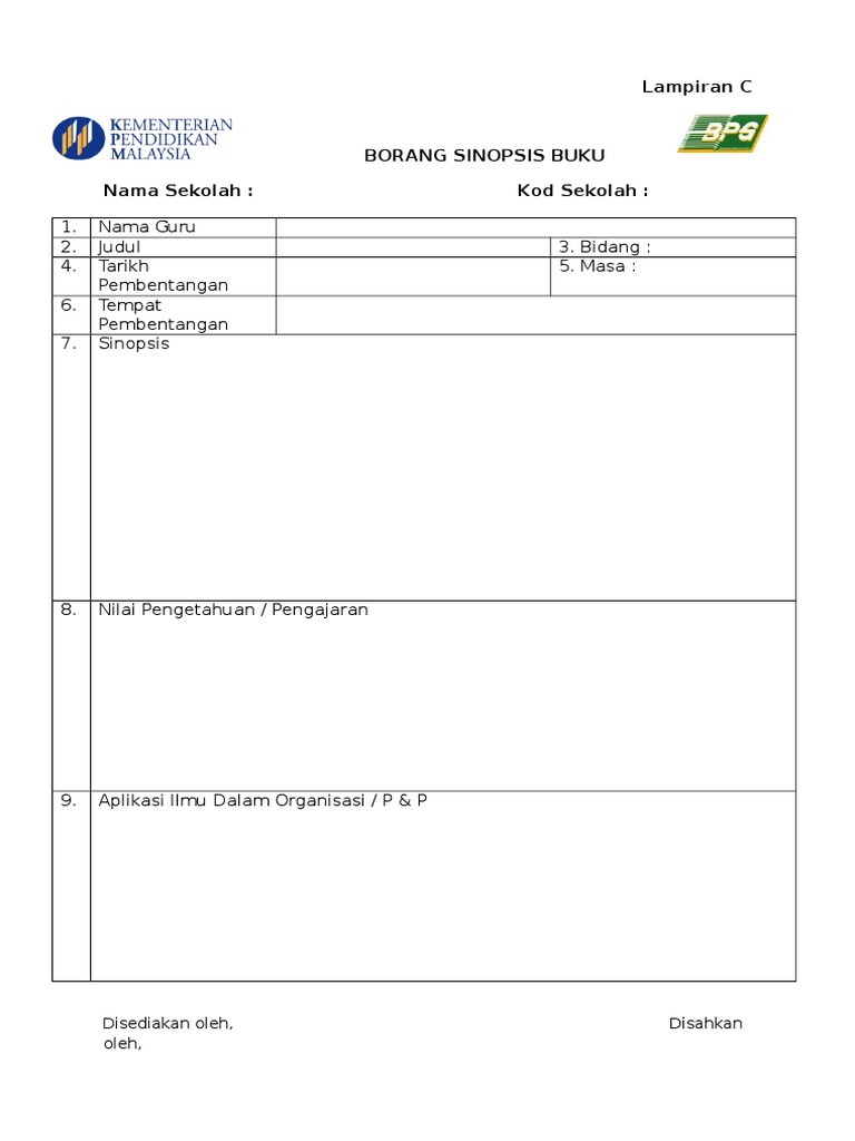 Borang ESinopsis Book Review (BR) LDP | PDF | Kajian Bahasa Asing | Seni