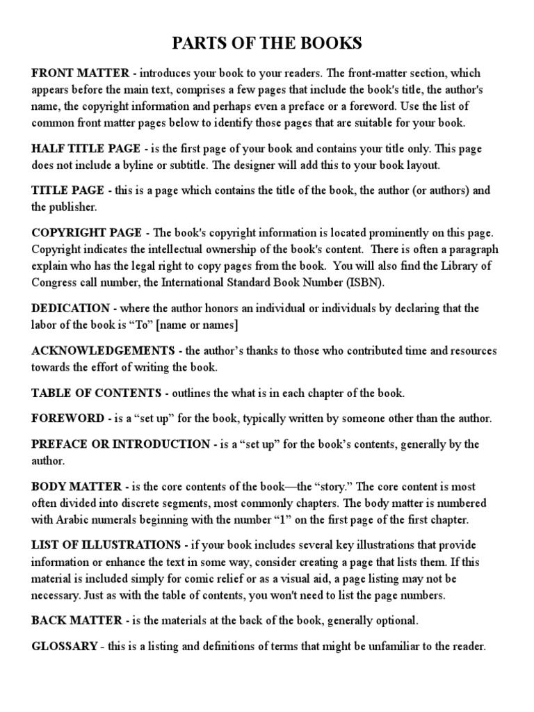 Parts of The Books | PDF | Book Design | Books