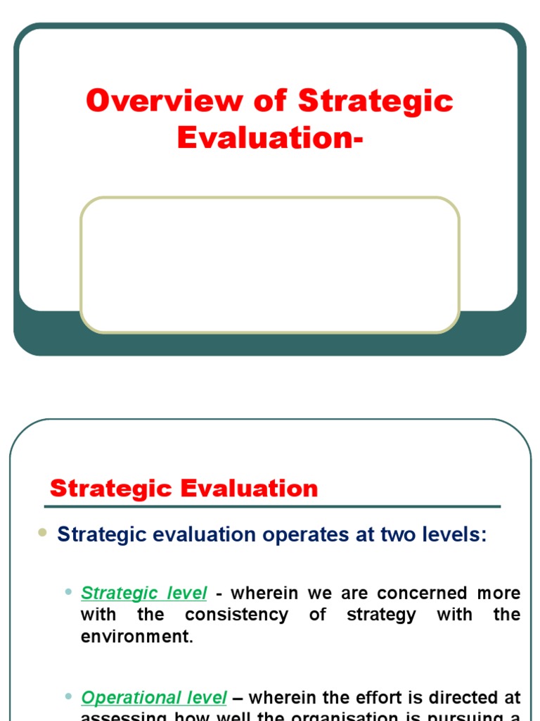 Overview of Strategic Evaluation | PDF | Swot Analysis | Strategic ...