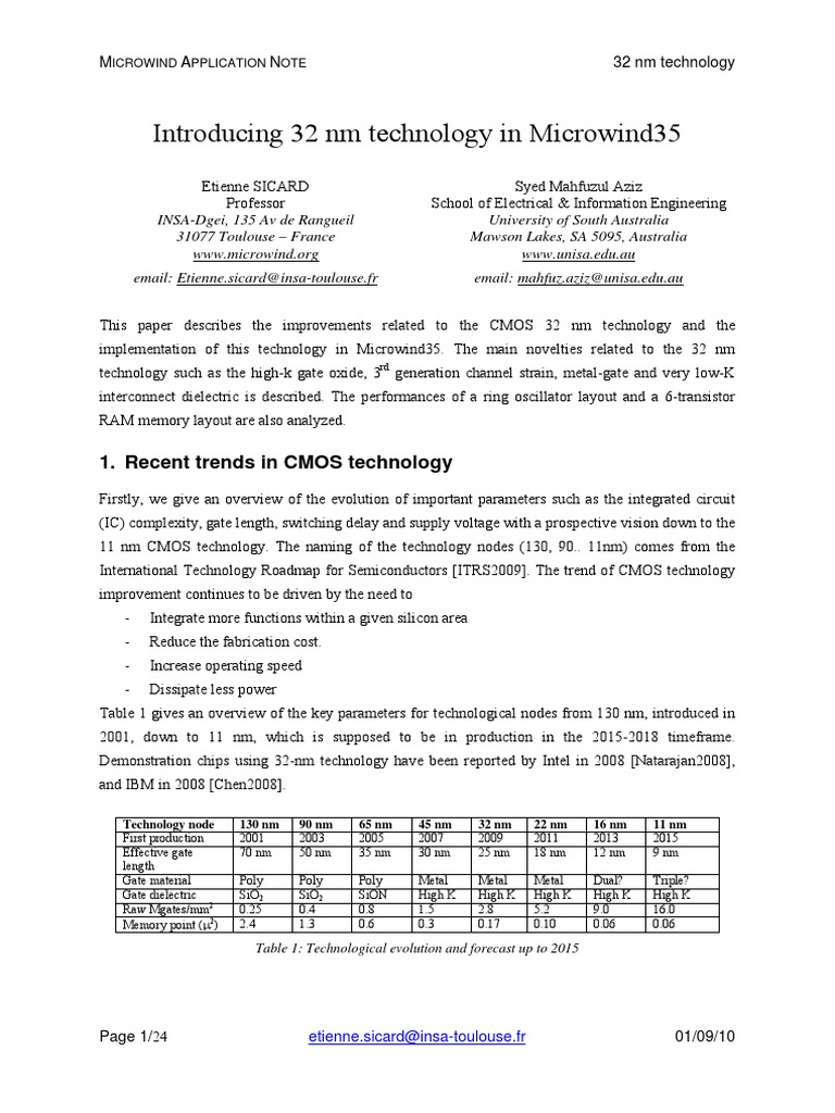 An-Introducing 32nm Technology in Microwind | PDF | Mosfet ...