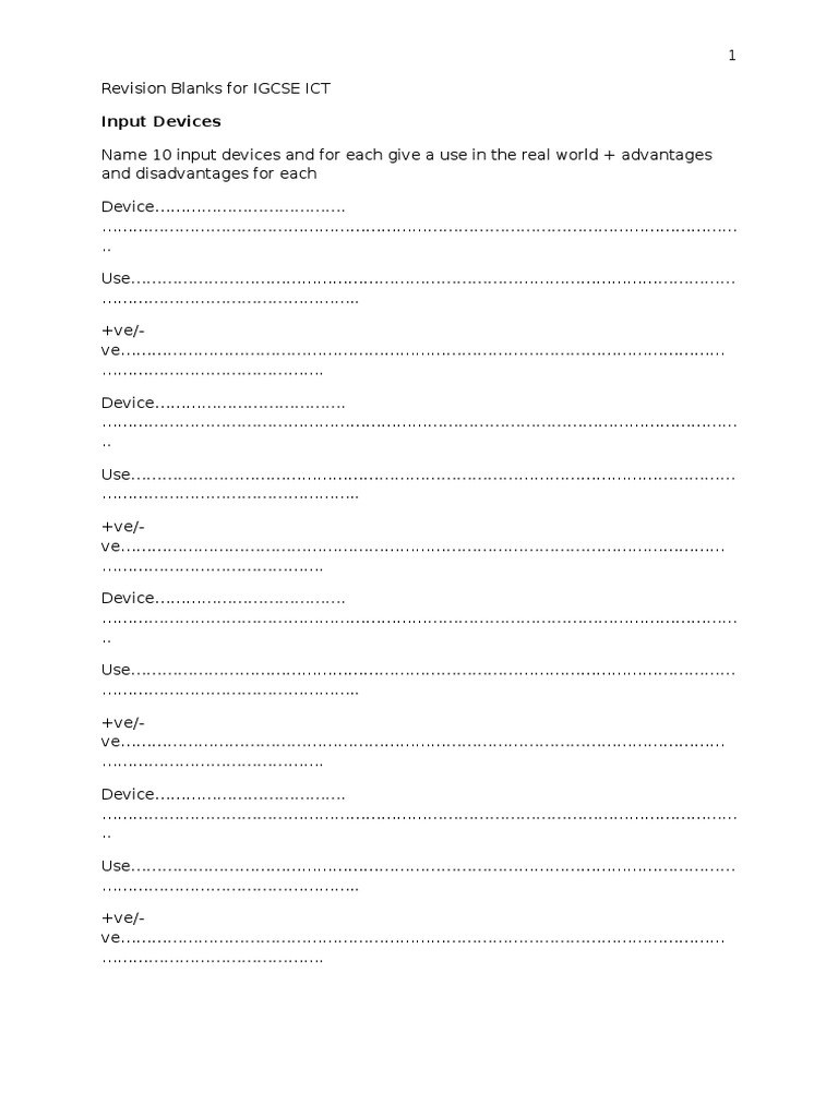 Revision Blanks For IGCSE ICT | Download Free PDF | Cyberspace | Information Age