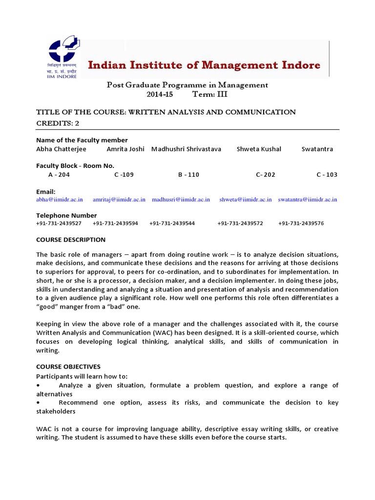 Wac | Analysis | Teaching