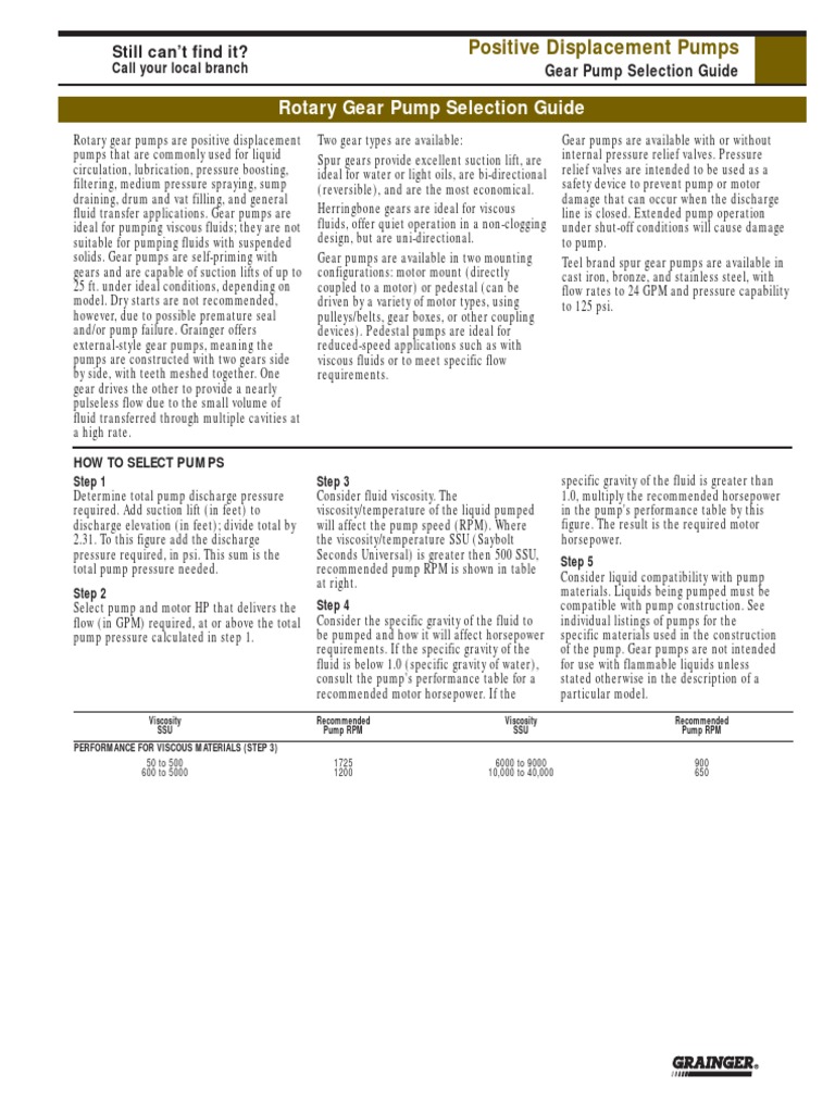 Pumps Rotary Gear Pump Selection Guide | PDF | Pump | Gear