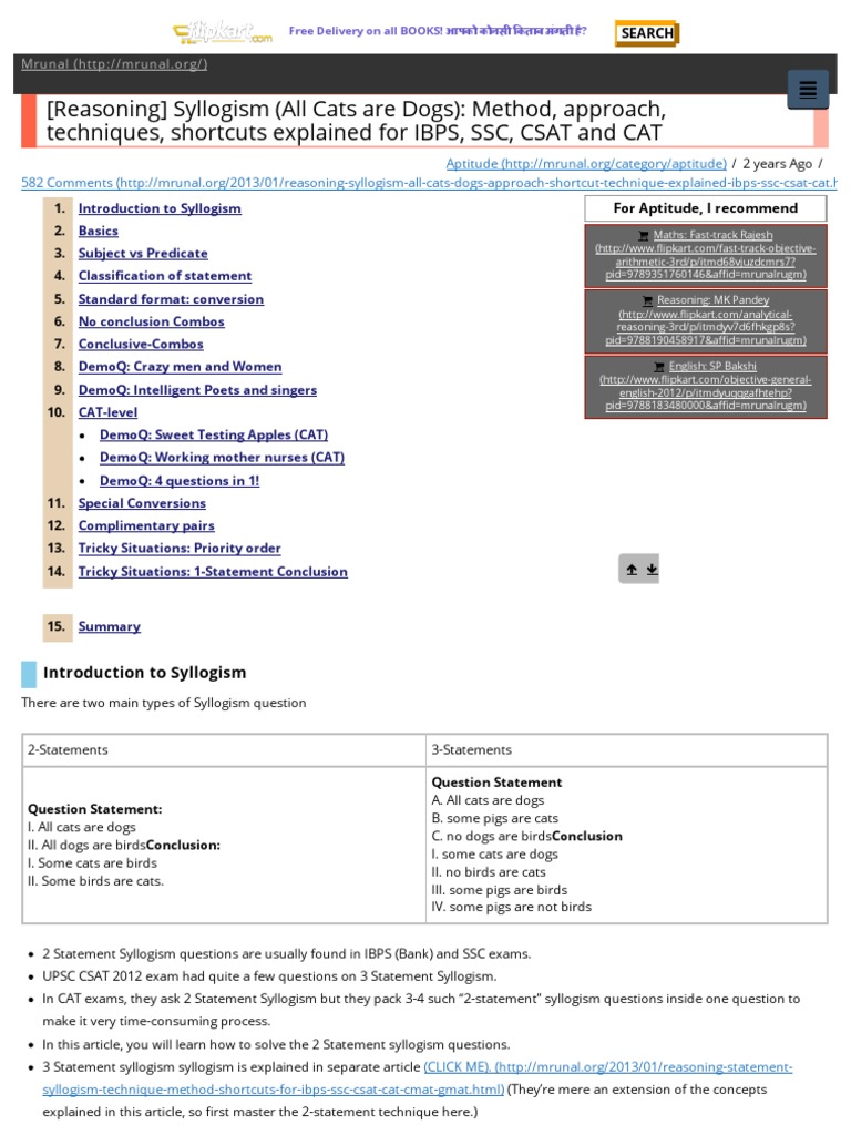 (Reasoning) Syllogism (All Cats Are Dogs) - Method, Approach ...