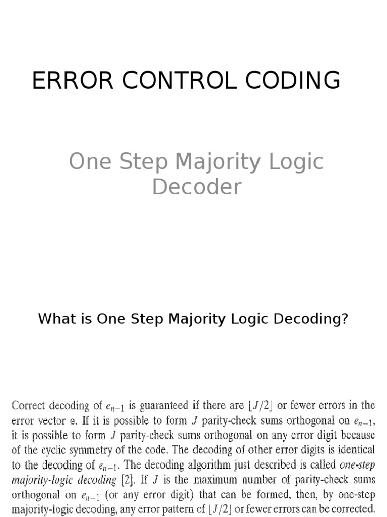 One Step Majority Decoder | PDF | Code | Error Detection And Correction