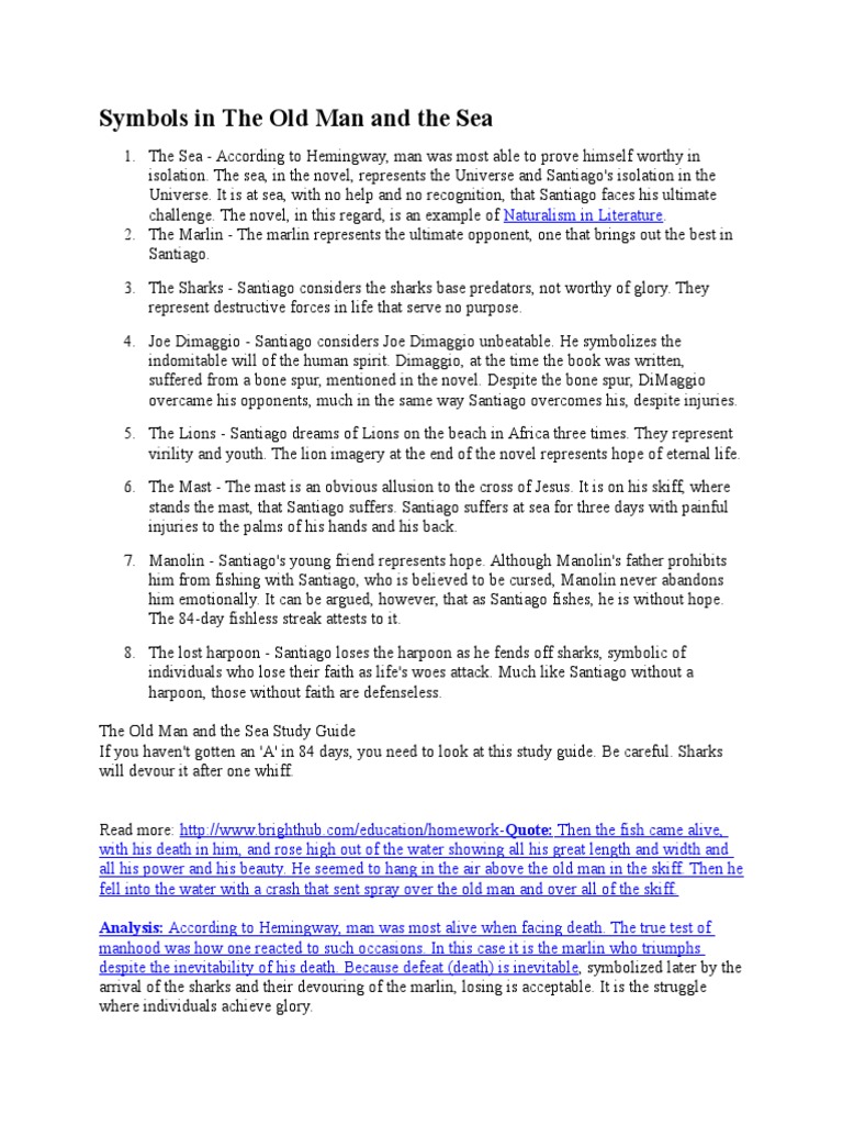 Symbols in The Old Man and The Sea | PDF