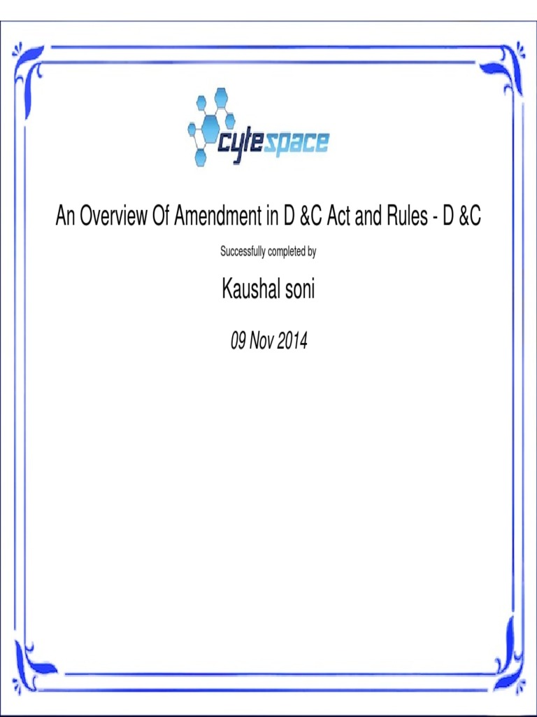 Overview of D&C Act | PDF