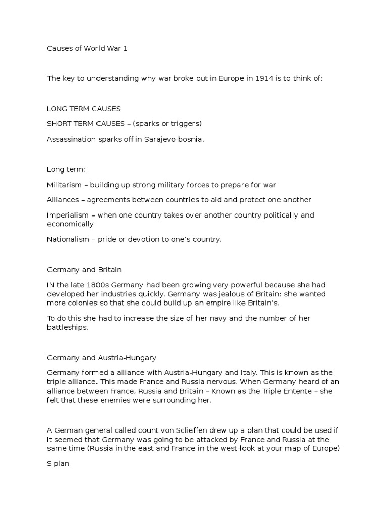 Causes of World War 1 | PDF