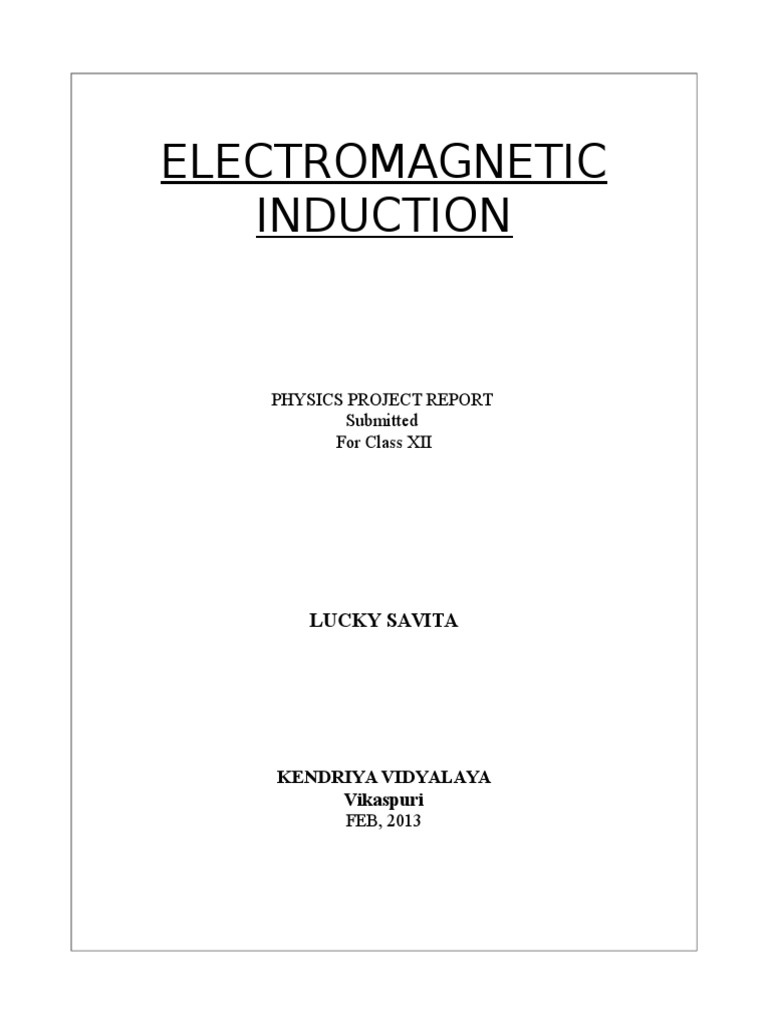 Physics Practical Project For Class Xii Pdf Electromagnetic Induction Inductor
