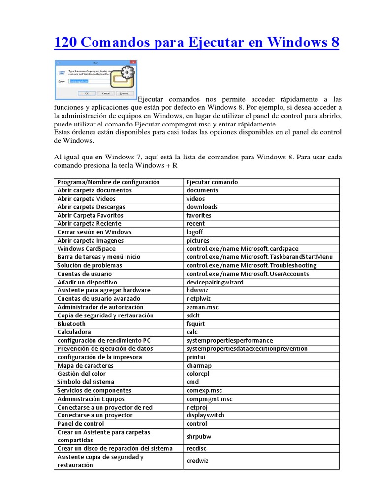 Todos Los Comandos Para Ejecutar En Windows 10