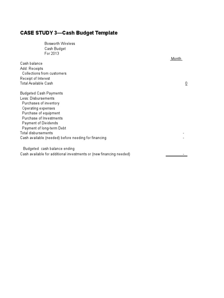 ACCT504 Case Study 3 Cash Budget Template-4 | PDF | Finance & Money ...